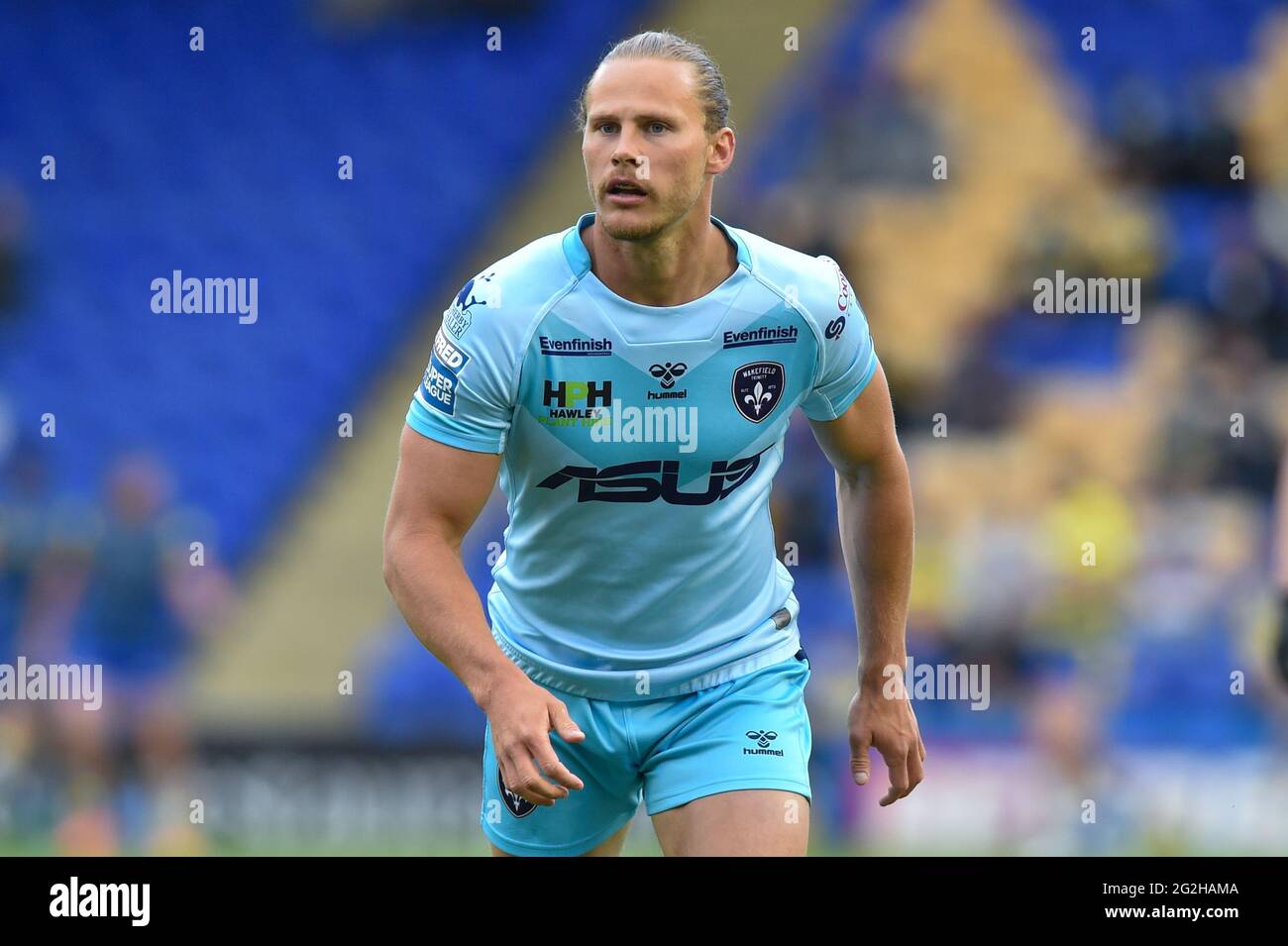 Jacob Miller (6) of Wakefield Trinity during the warm up Stock Photo ...