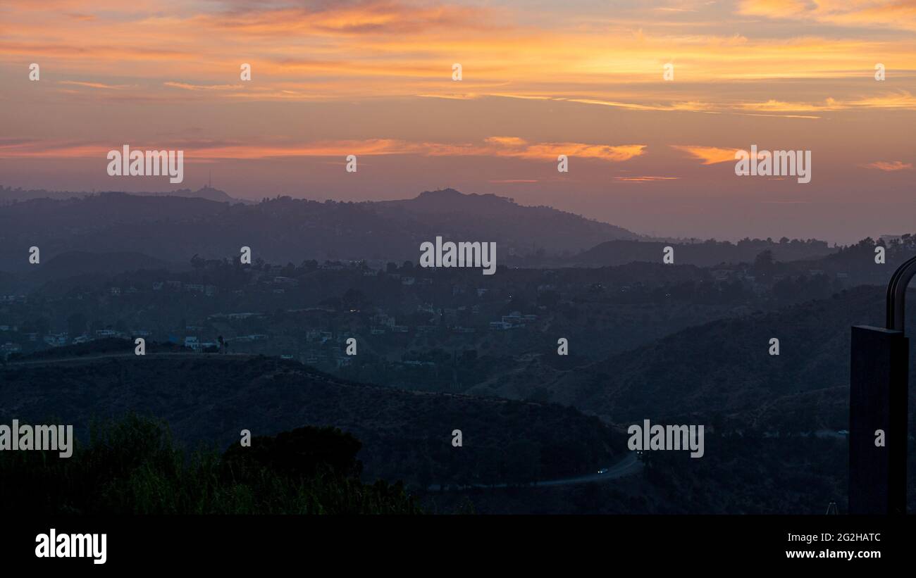 The view from famous Griffith Observatory museum building on the ...