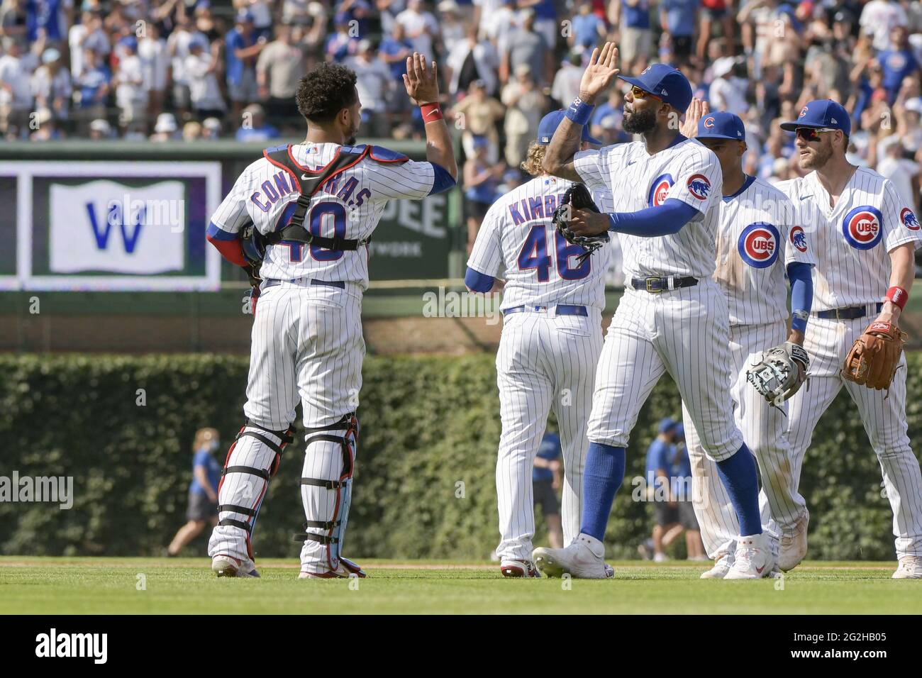 Chicago, United States. 11th June, 2021. Chicago Cubs celebrate their 8 ...