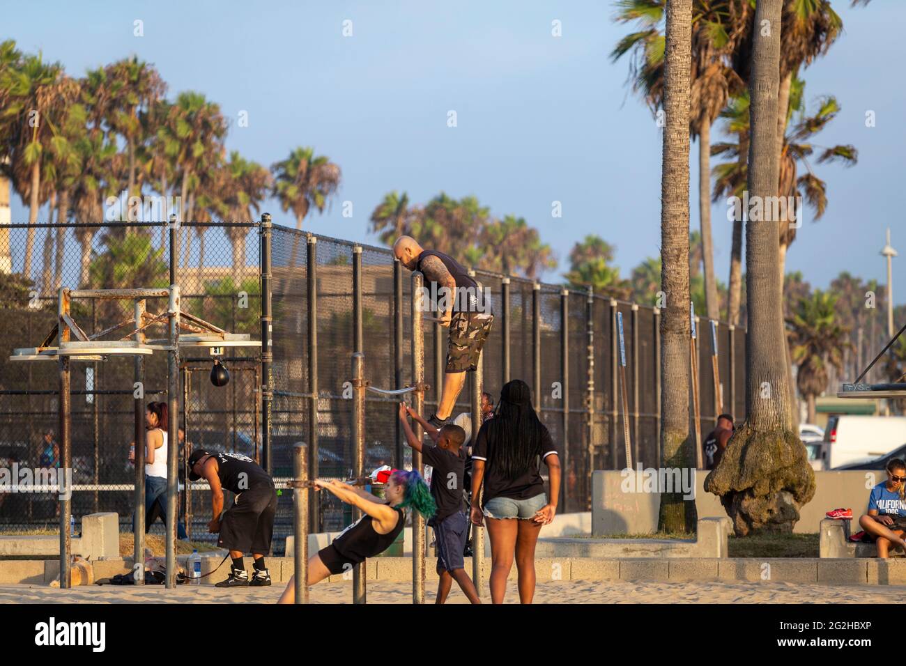 Scene at Muscle Beach at Venice Beach in Los Angeles, California, USA ...