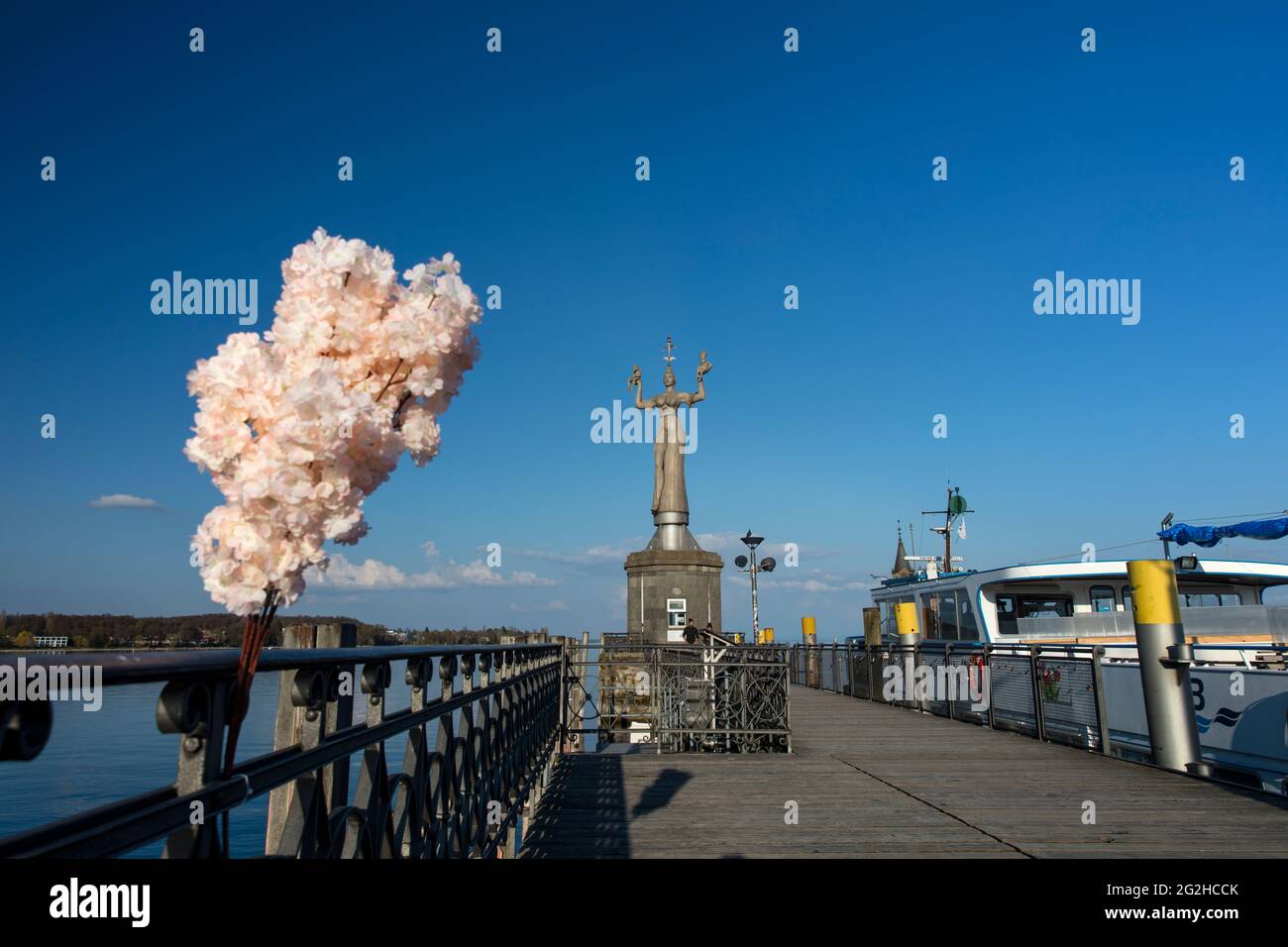 Lake Constance, Constance, harbor, Imperia, flowering branches Stock ...