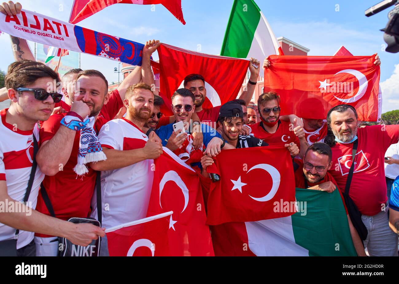 Turkish fans at the Olympic Stadion of Rome before the match TURKEY ...