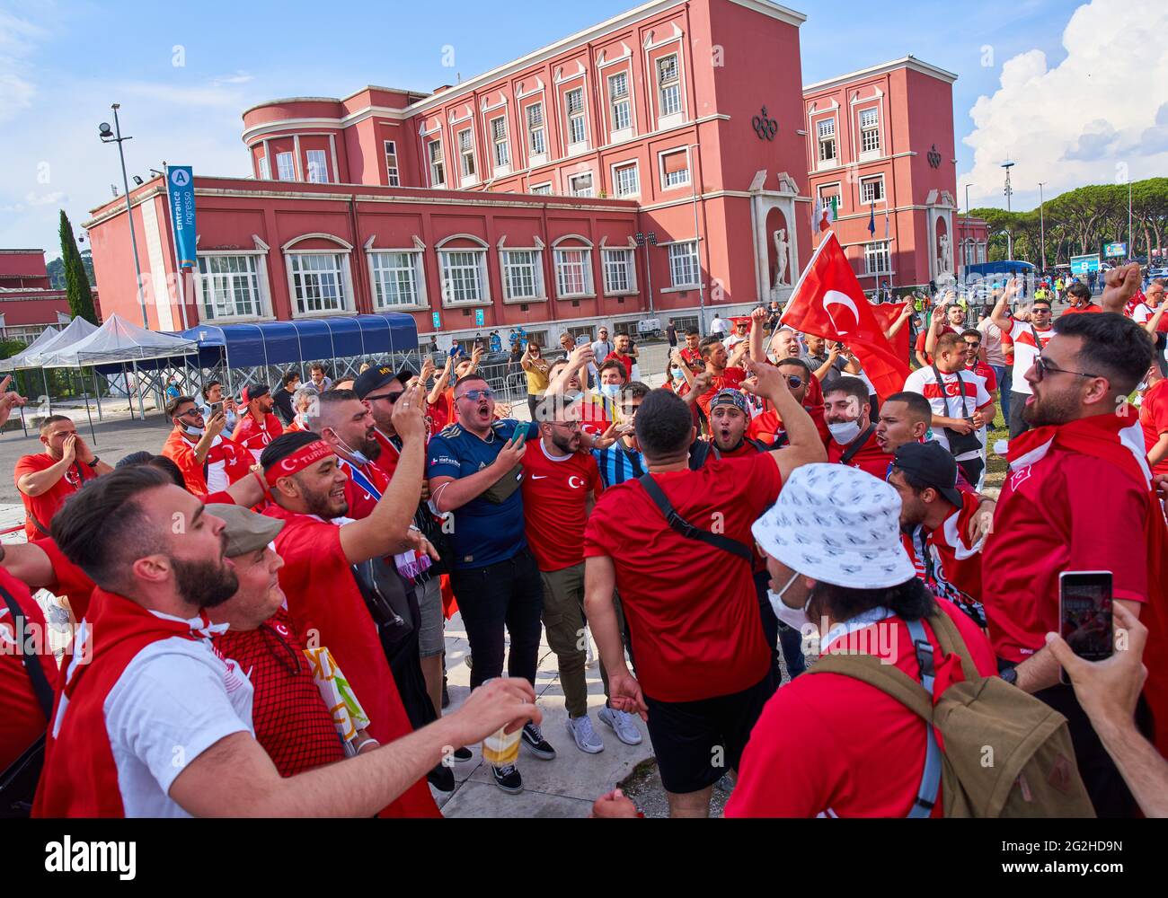 Rome, Italy. 11th June, 2021. Turkish fans at the Olympic Stadion of ...