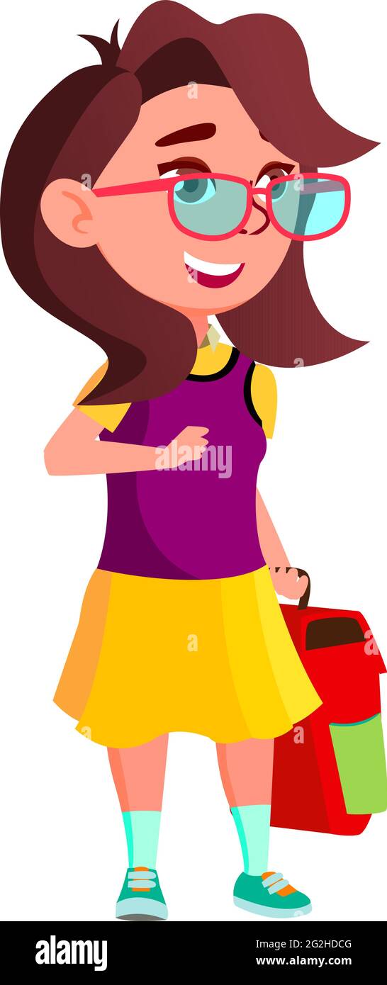 smiling schoolgirl happy for good mark on lesson cartoon vector Stock ...
