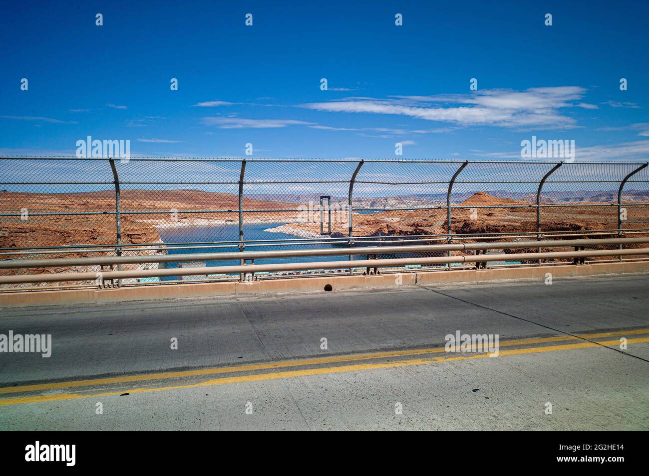 Glen Canyon dam in Page, Arizona with Lake Powell visible behind the ...