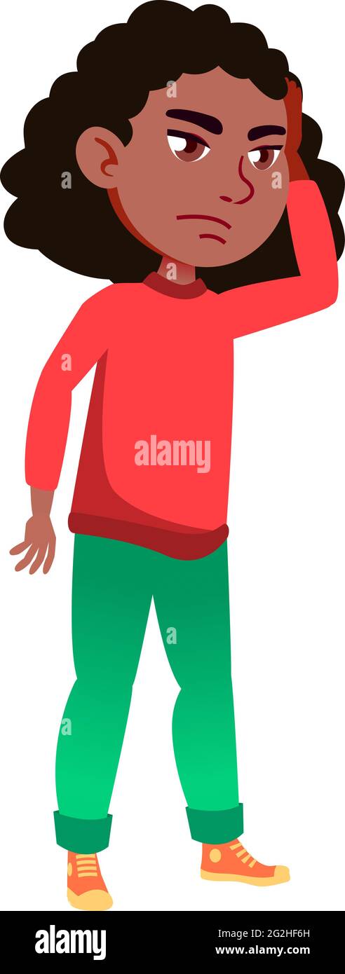 serious african girl forgot book at home cartoon vector Stock Vector ...