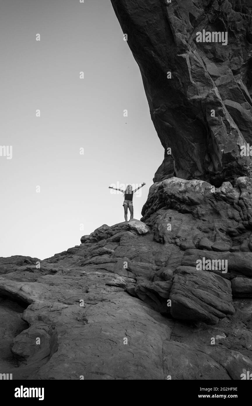 Shaped red rock sandstone Black and White Stock Photos & Images - Alamy
