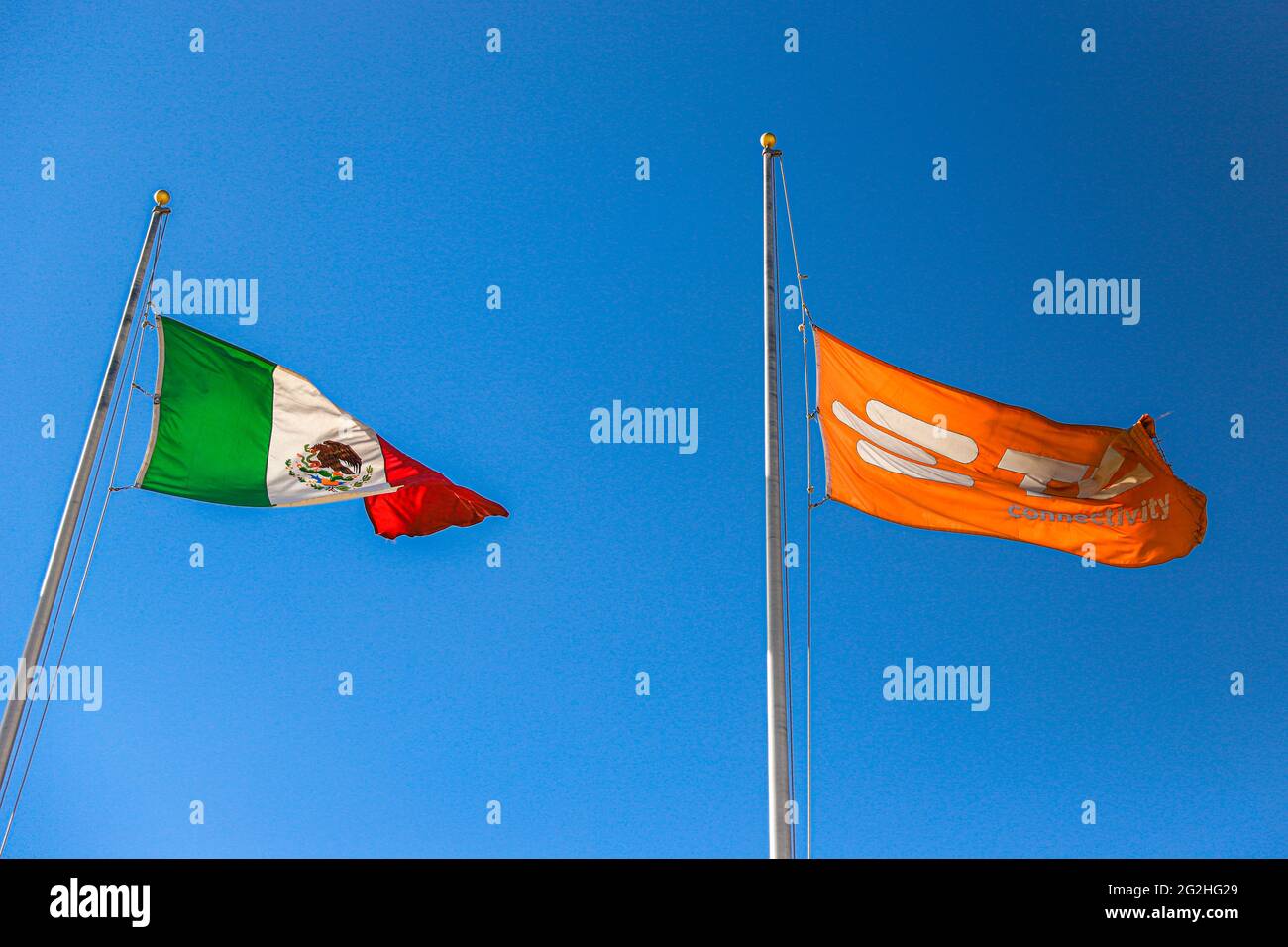 Government flag of the state of Sonora, flag of Mexico and flag with ...