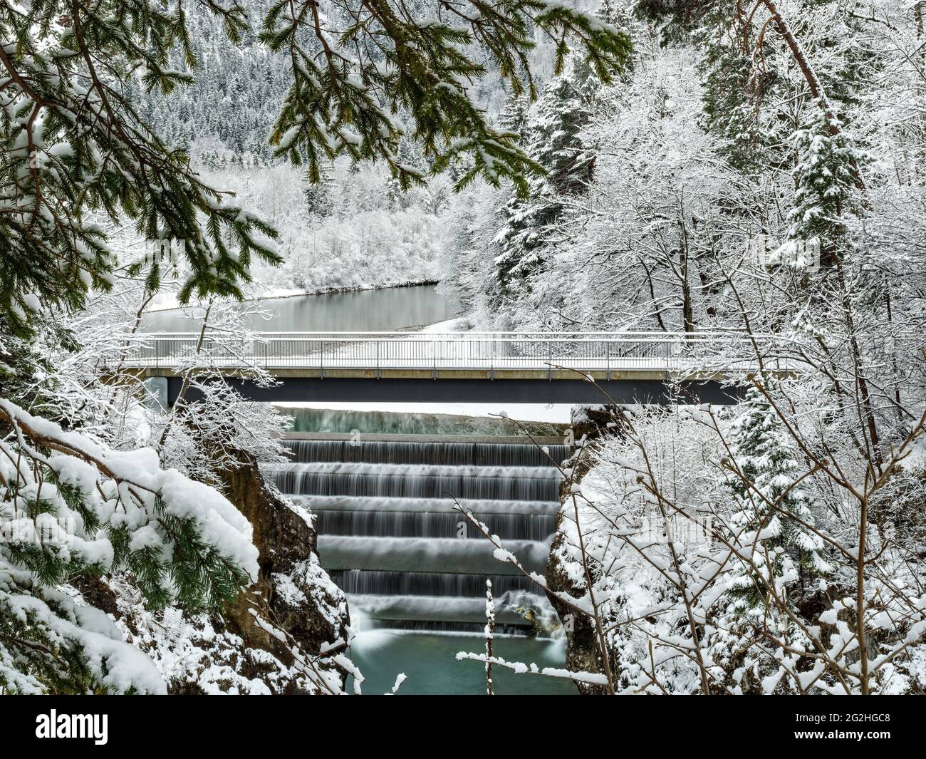 Winter mood at the Lechfall, Füssen Stock Photo - Alamy