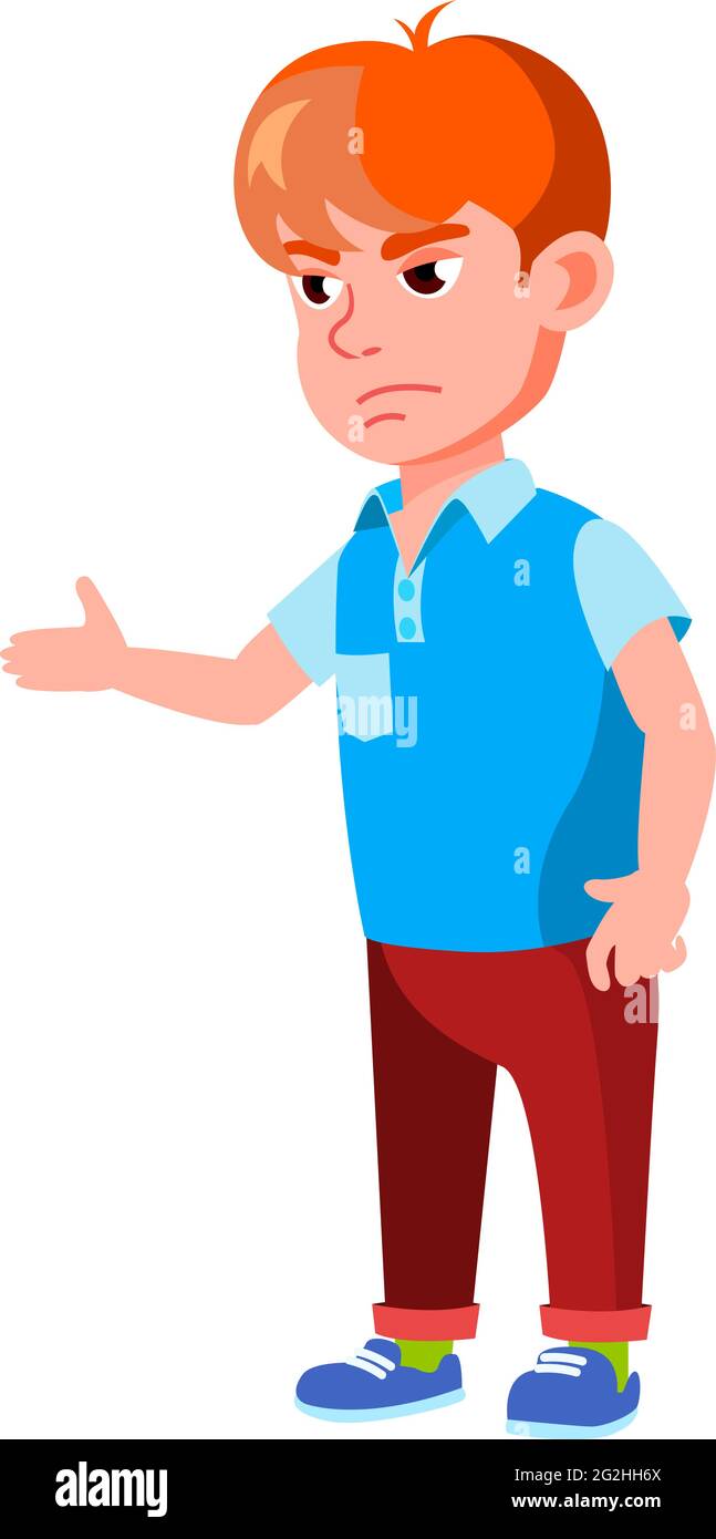 sadness little boy offering peace to enemy cartoon vector Stock Vector ...