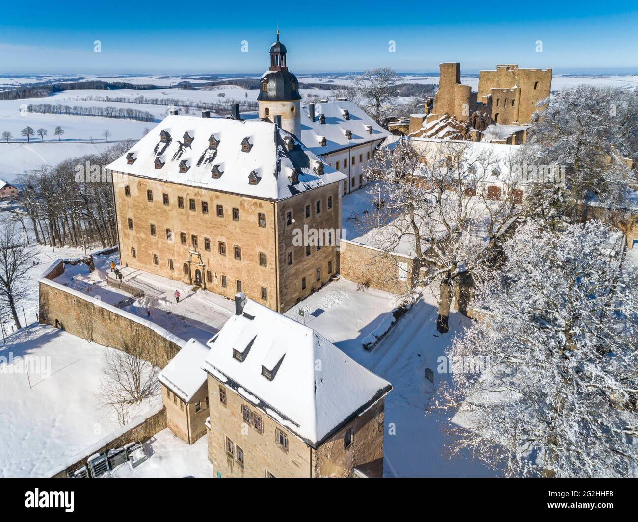 Castle ruins and Frauenstein Castle Stock Photo - Alamy