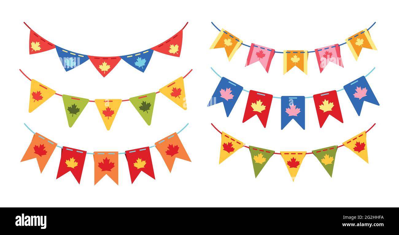 Garland bunting Canada Day flag set. Canadian celebration party festoon ...