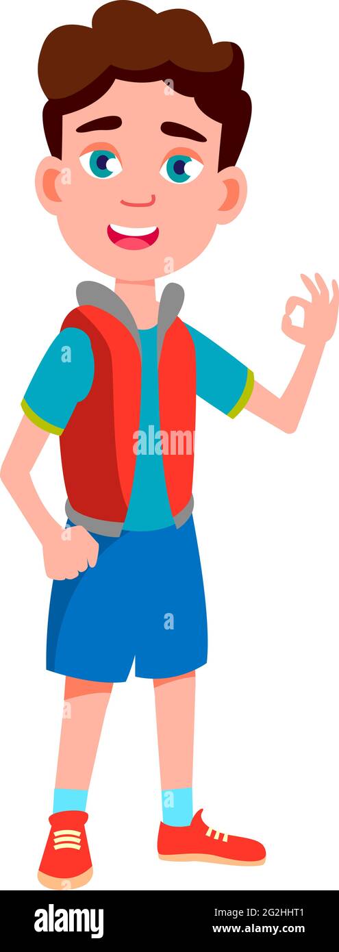 laughing boy gesture ok and approve choice of film in cinema cartoon ...