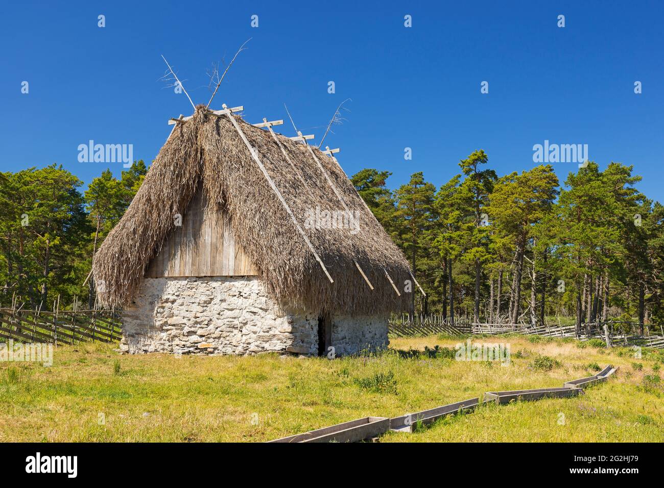 thatched sheep hut, Sweden, Farö island Stock Photo - Alamy