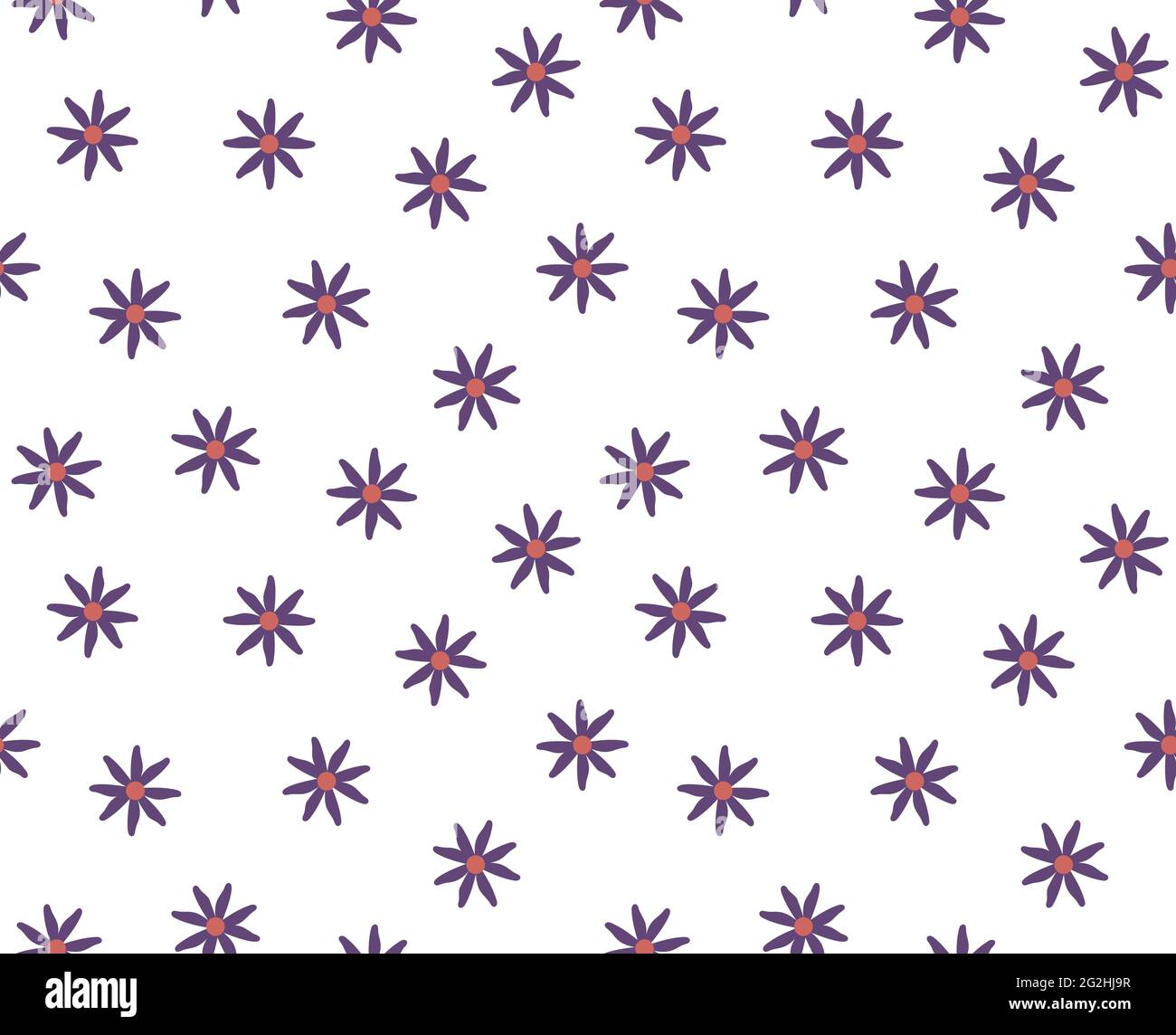 Abstract purple flowers seamless pattern. Limitless hand drawn flat ...