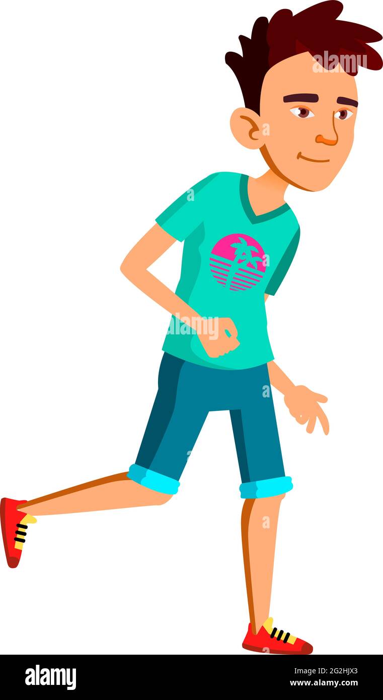 boy teenager jogging in park cartoon vector Stock Vector Image & Art ...