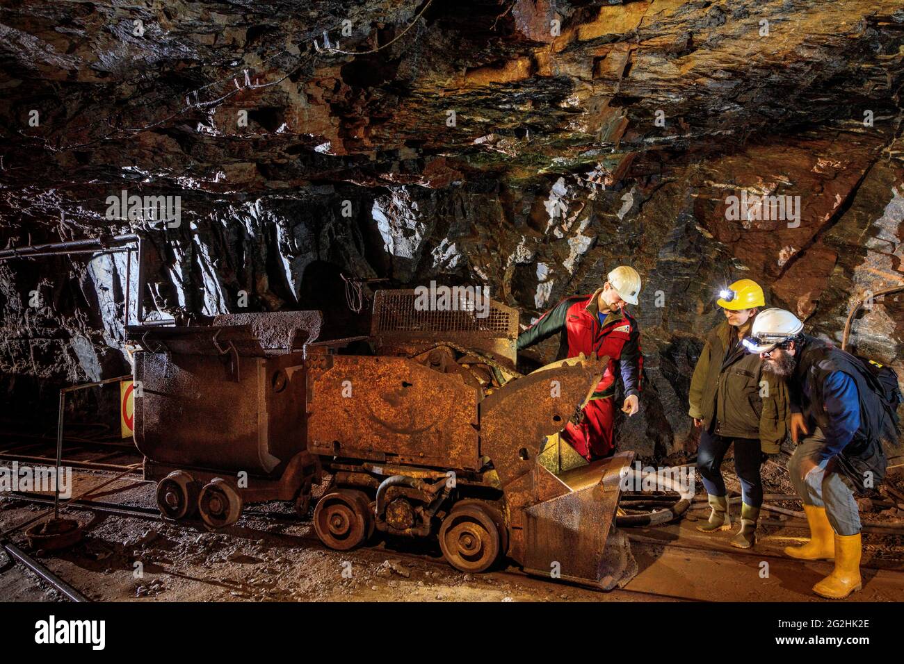 In the former tin mine on the Sauberg near Ehrenfriedersdorf, visitors ...
