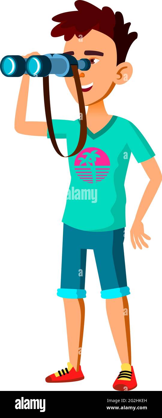 Looking Through Binoculars Cartoon