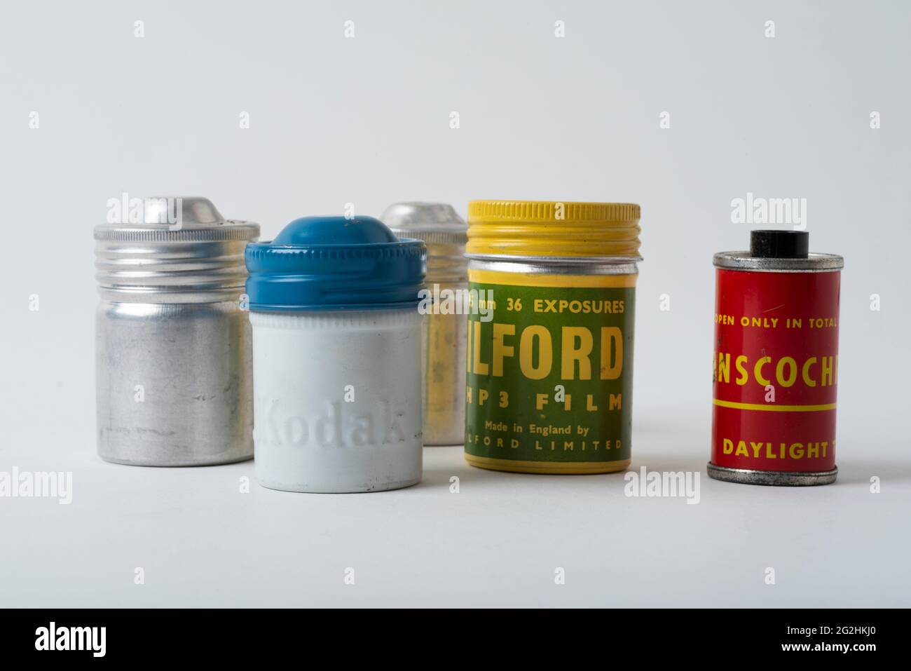 Assortment of old film cannisters and film containers from the 1950s ...