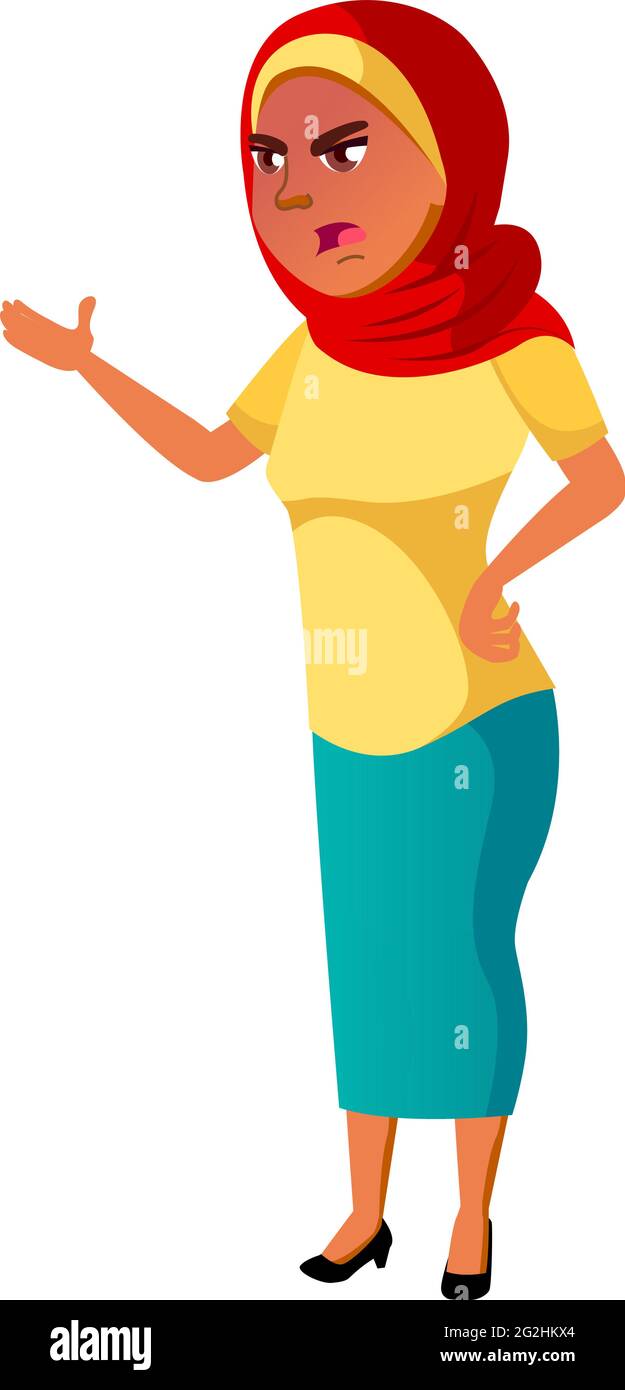 muslim young lady screaming children at home cartoon vector Stock ...