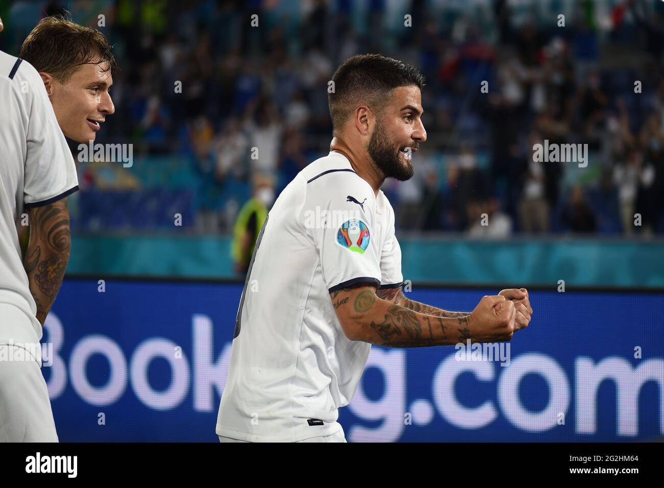 Rome, Italy. 11th June 2021. Lorenzo Insigne (Italy) celebrates after ...