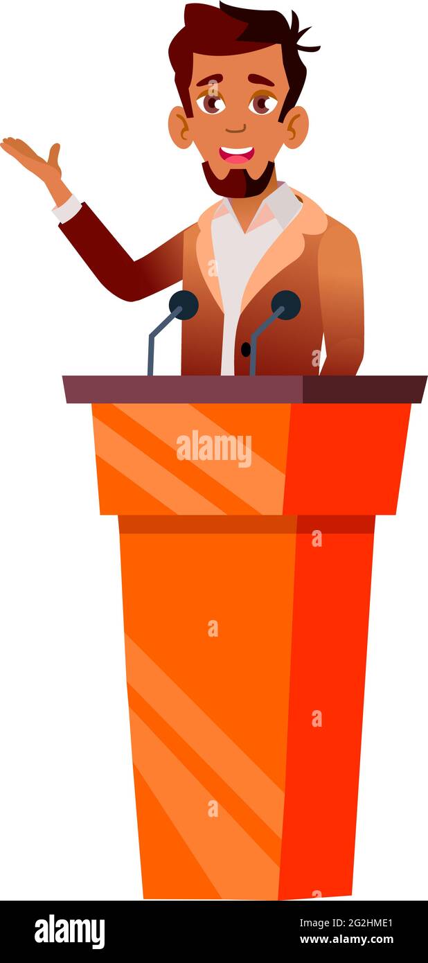 young man speech at tribune cartoon vector Stock Vector Image & Art - Alamy