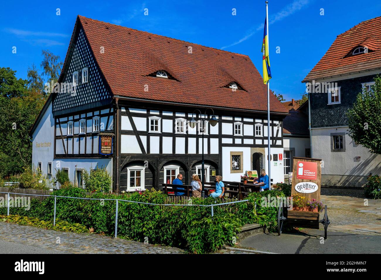 Half-timbered houses in Obercunnersdorf in the Saxon region of Upper ...