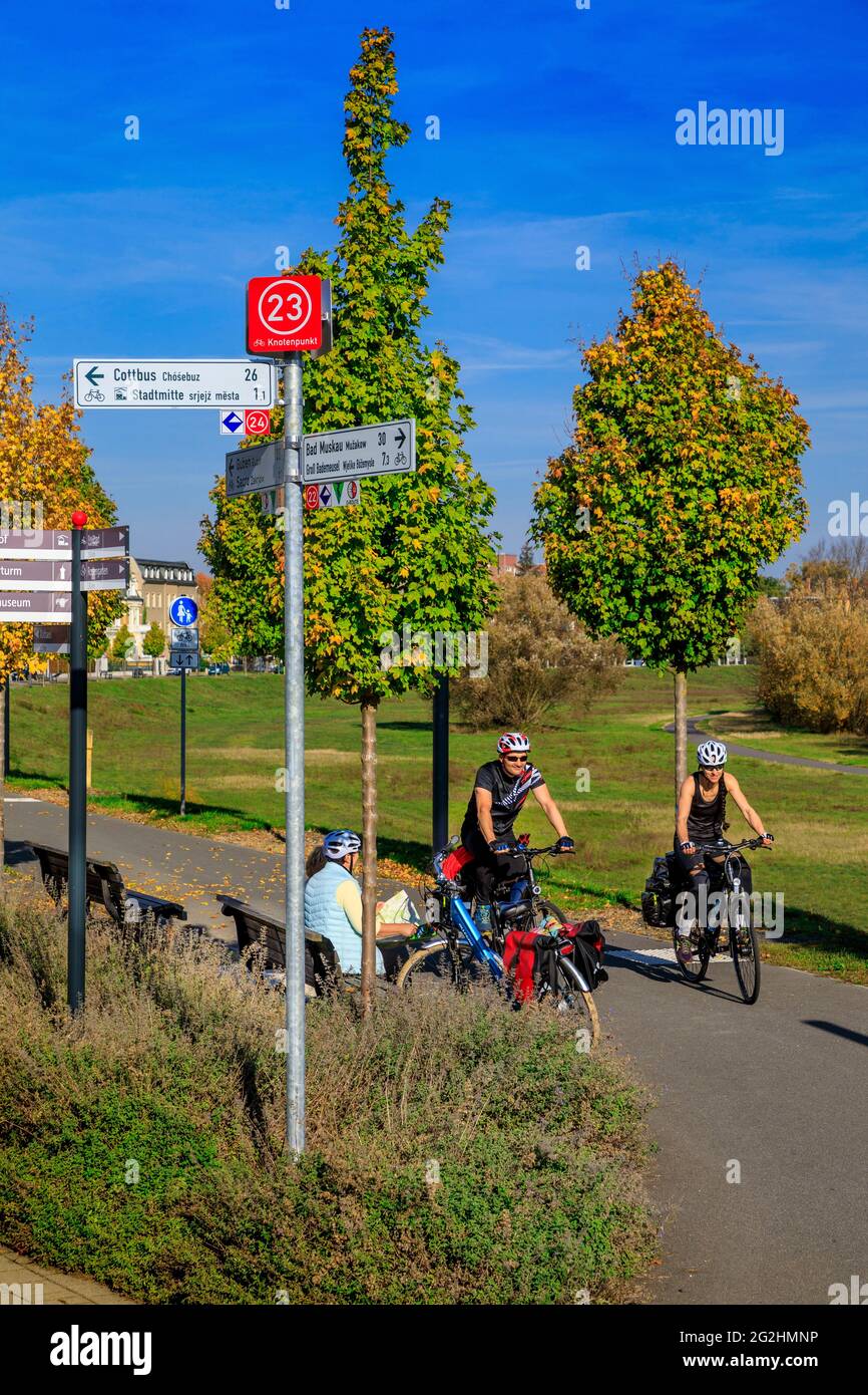 Junction sign on the Neisse Cycle Path Stock Photo - Alamy
