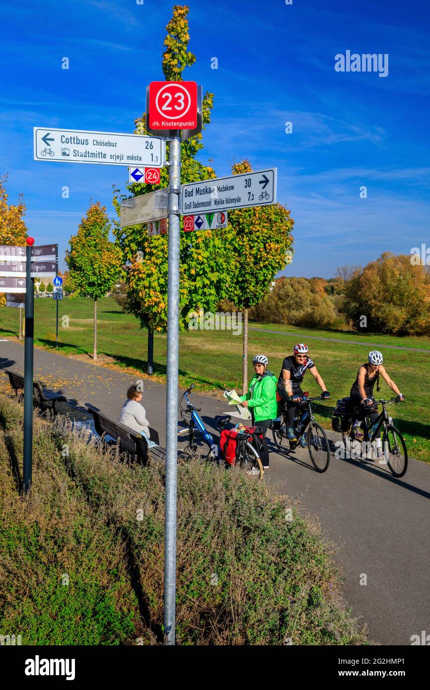 Junction sign on the Neisse Cycle Path Stock Photo - Alamy