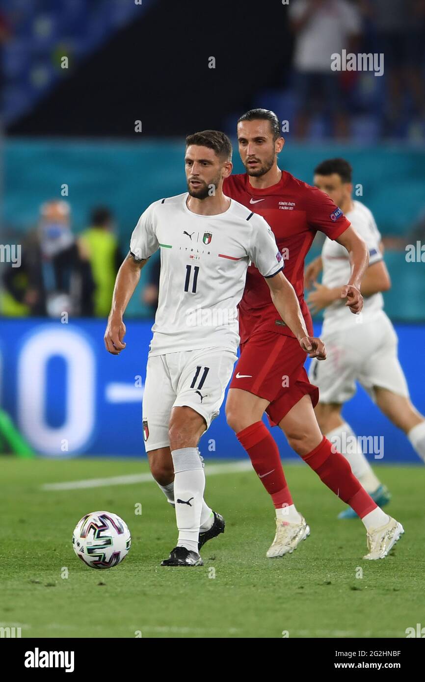 Rome, Italy. 11th June 2021. Domenico Berardi (Italy)Yusuf Yazc (Turkey ...