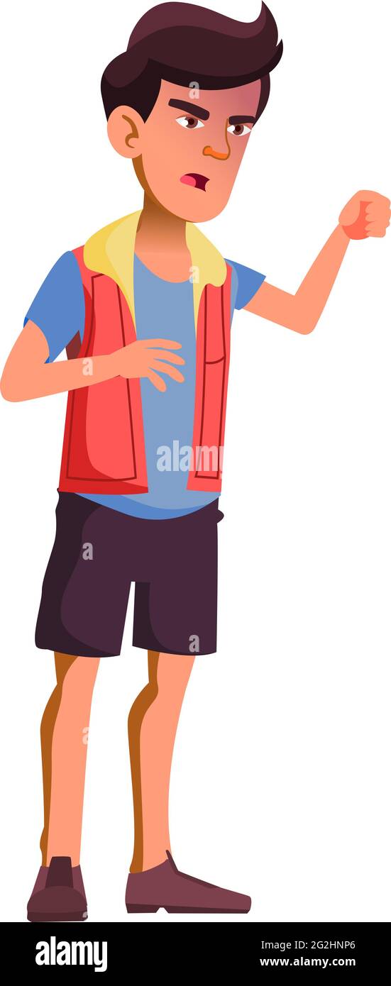 angry young boy kicking chewing-gum machine cartoon vector Stock Vector ...