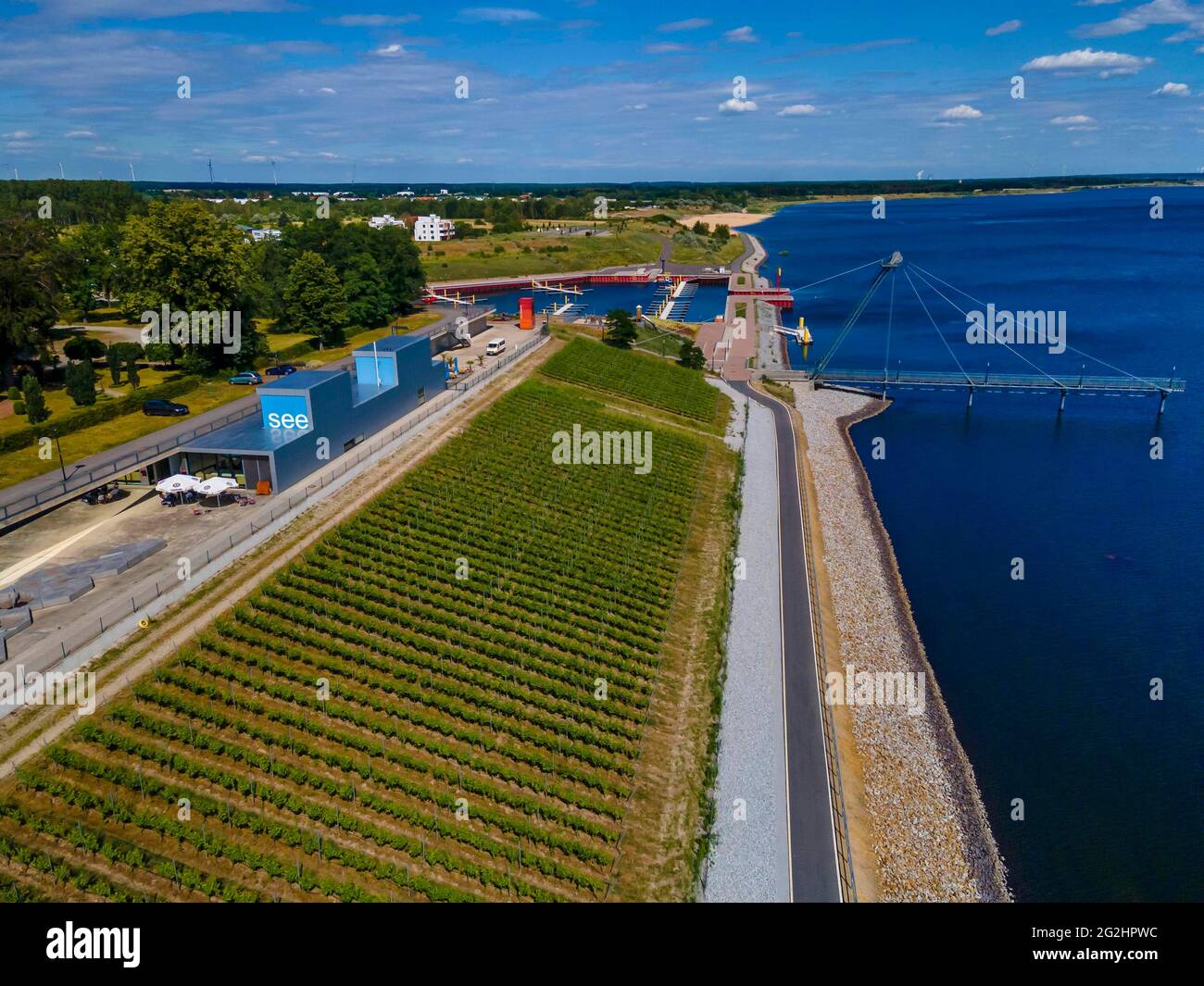 Großräschen city port of the charred open-cast mine Meuro Stock Photo ...