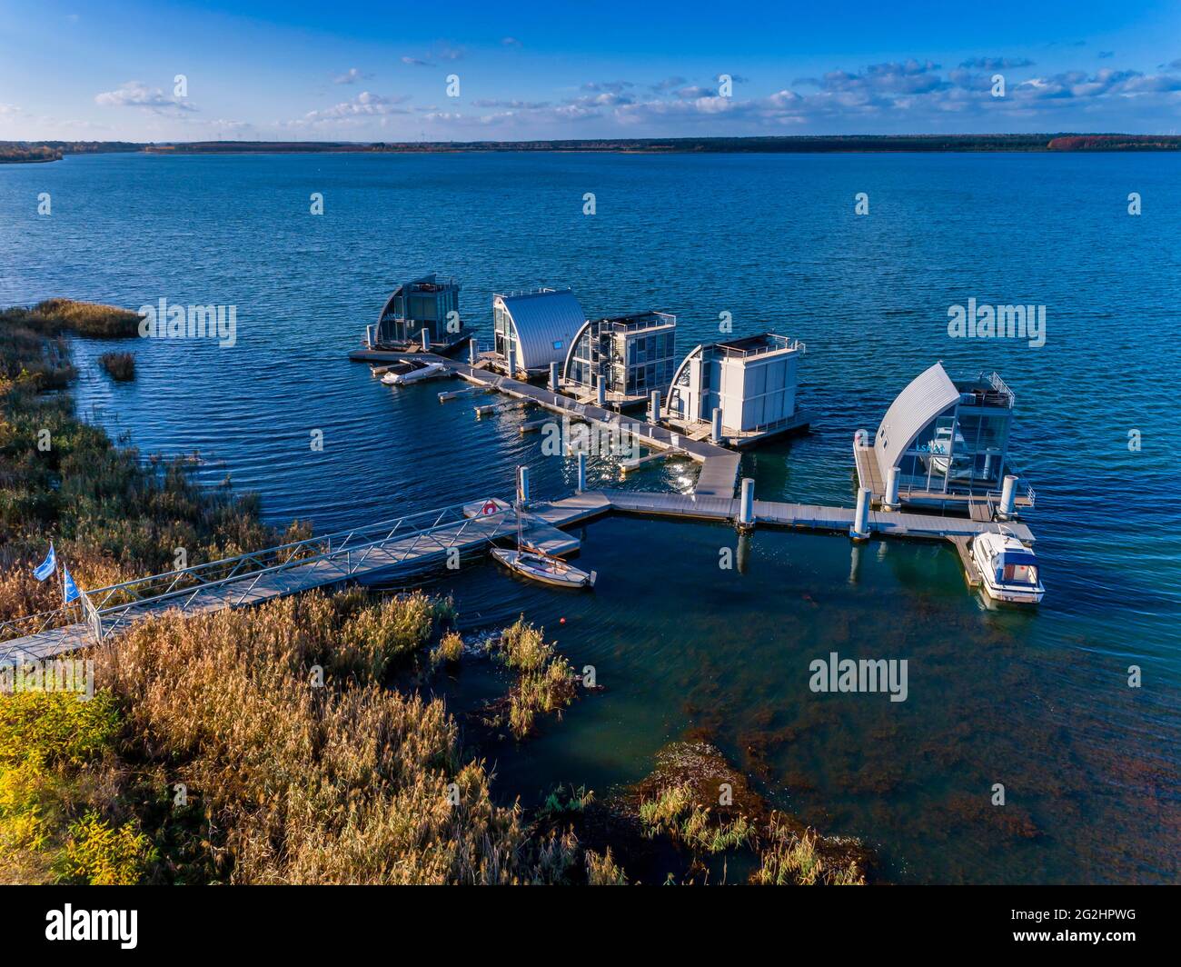 Floating houses at the future residential port of Scado Stock Photo - Alamy