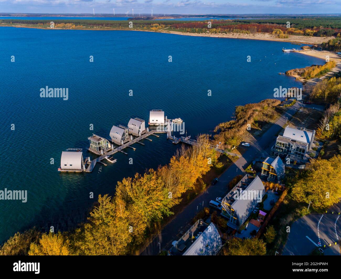 Floating houses at the future residential port of Scado Stock Photo - Alamy