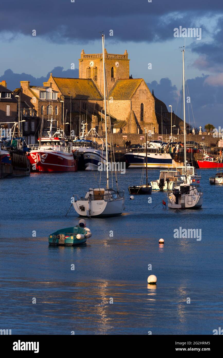 Harbor and saint nicolas church in the evening light hi-res stock ...