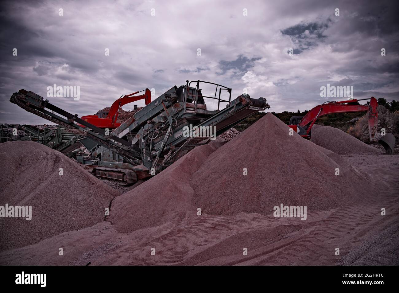 Excavators machine in construction site Stock Photo - Alamy