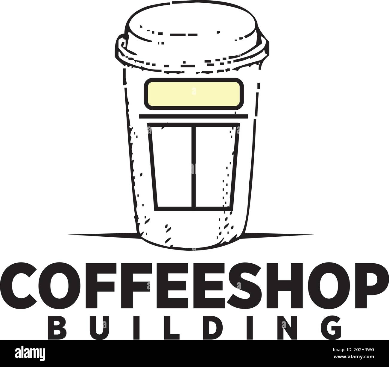 Coffee shop building logo incorporated with coffee glass as a building ...