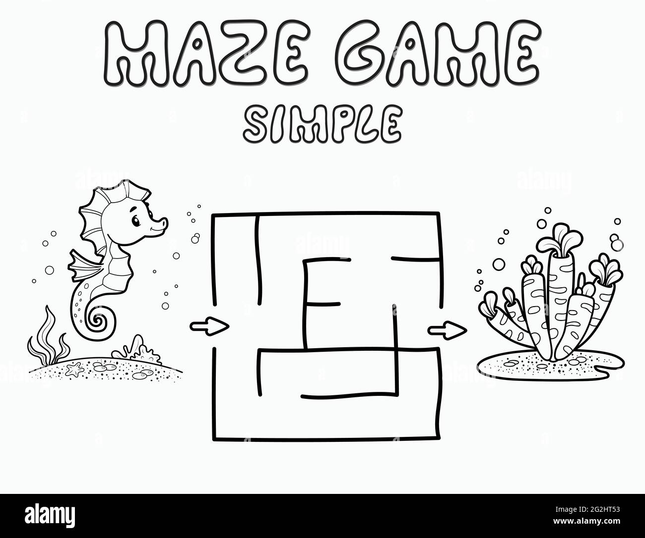Simple Maze puzzle game for children. Outline simple maze or labyrinth ...