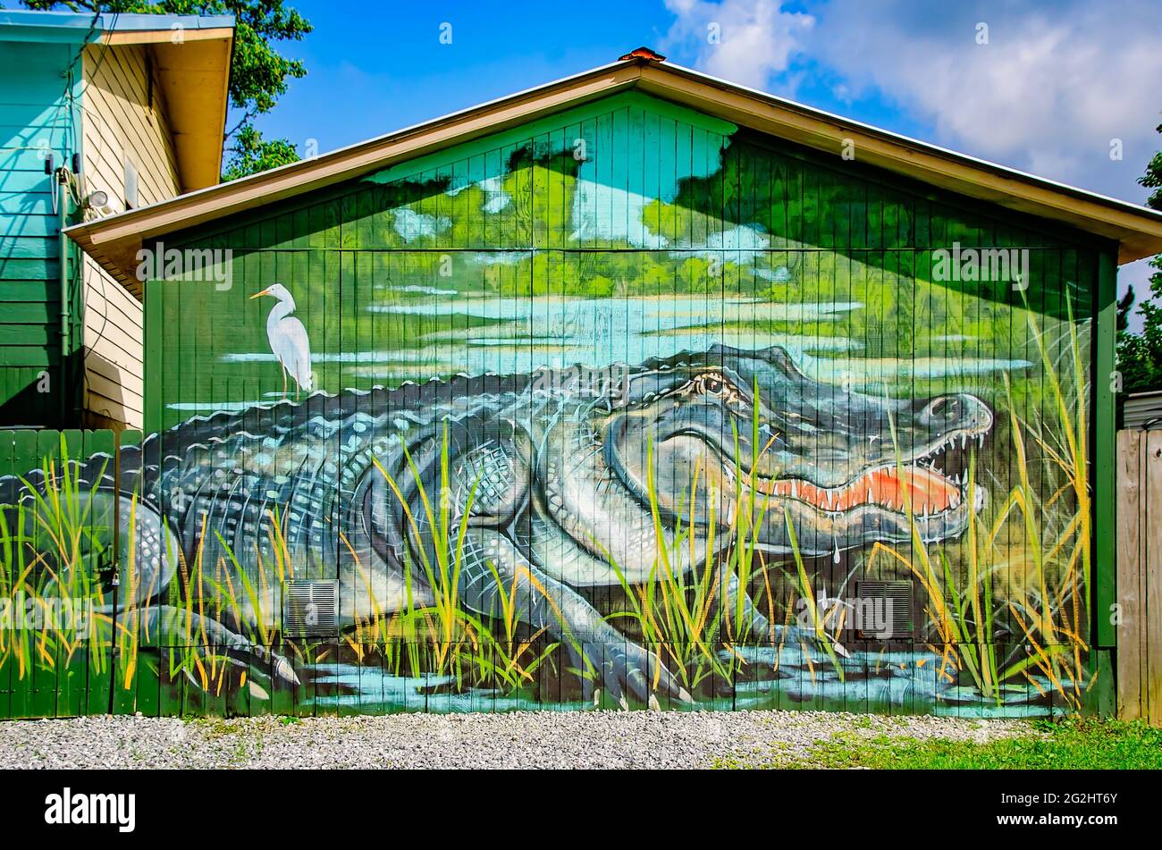 The Gulf Coast Gator Ranch and Tours building features a mural of ...