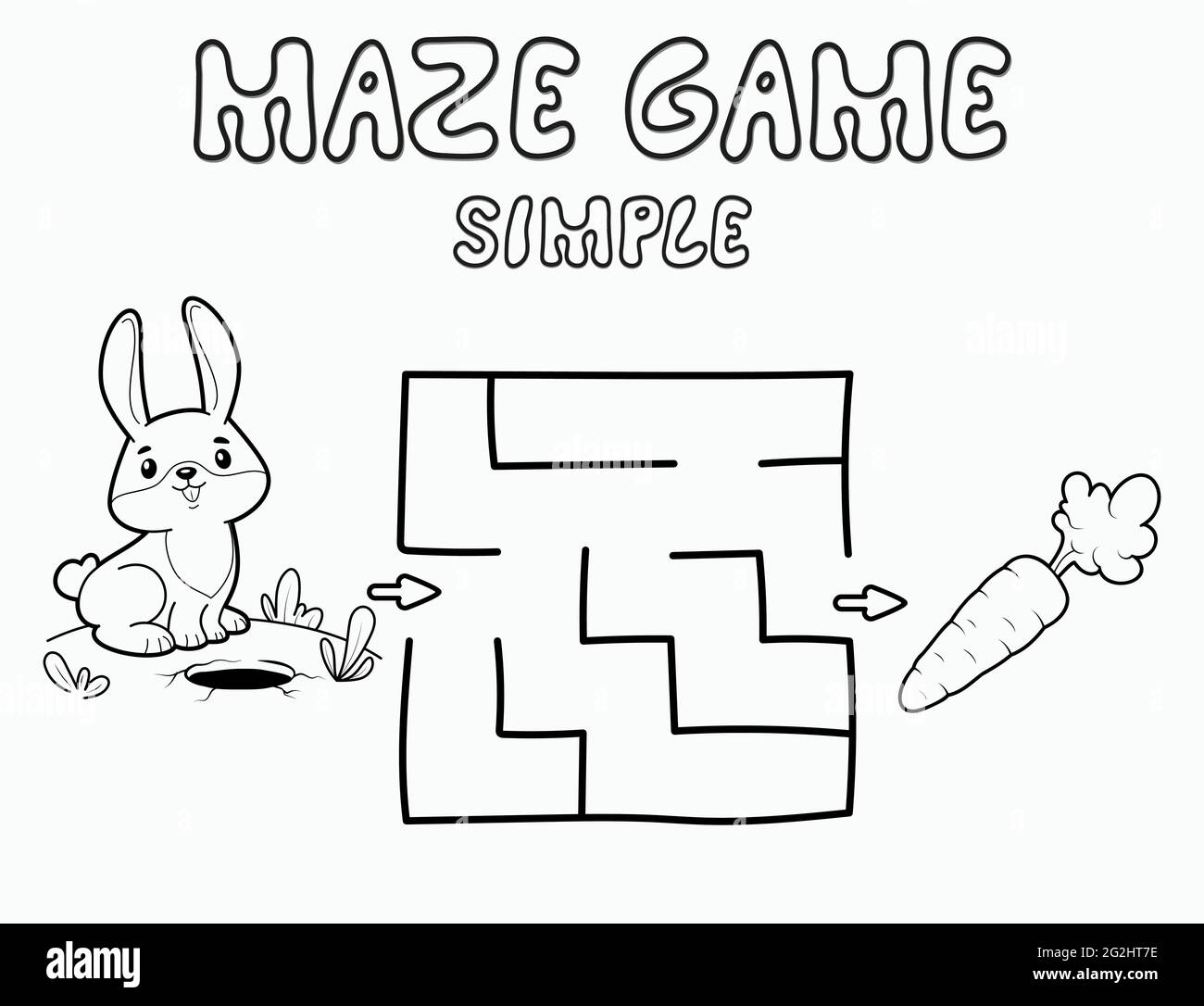 Simple Maze puzzle game for children. Outline simple maze or labyrinth ...
