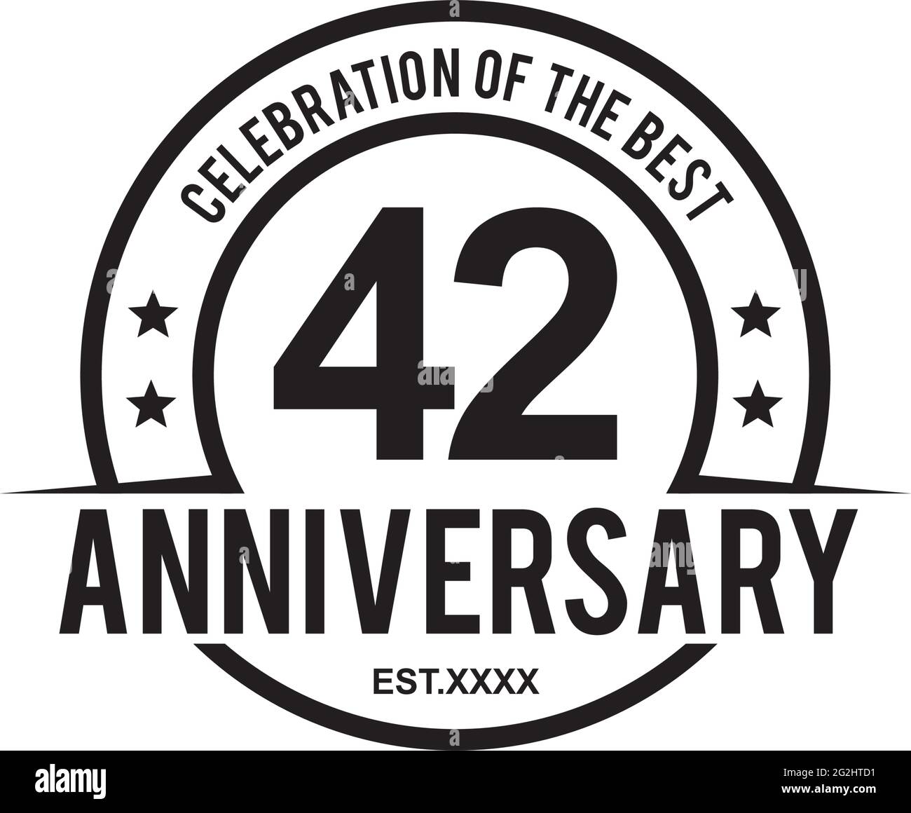 42th year anniversary logo design vector template Stock Vector Image ...