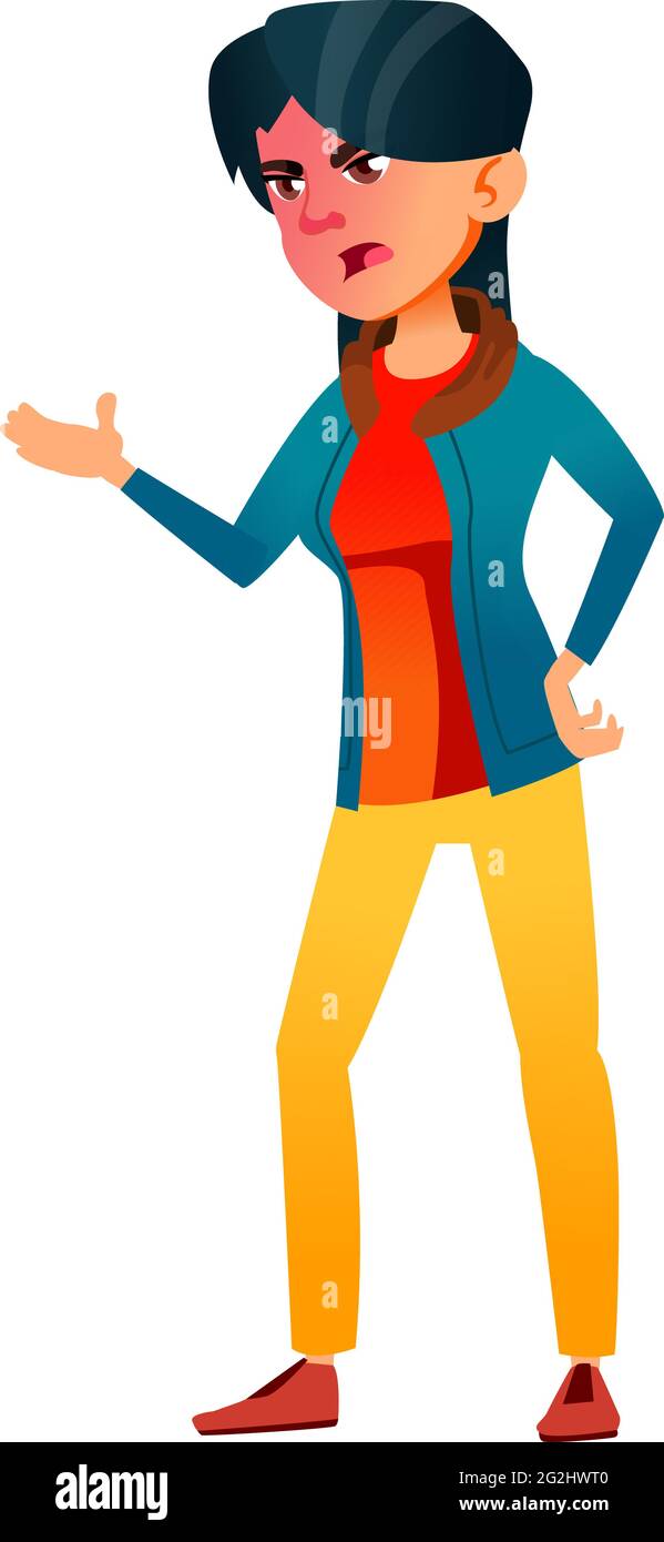 angry young lady screaming at small brother in room cartoon vector ...