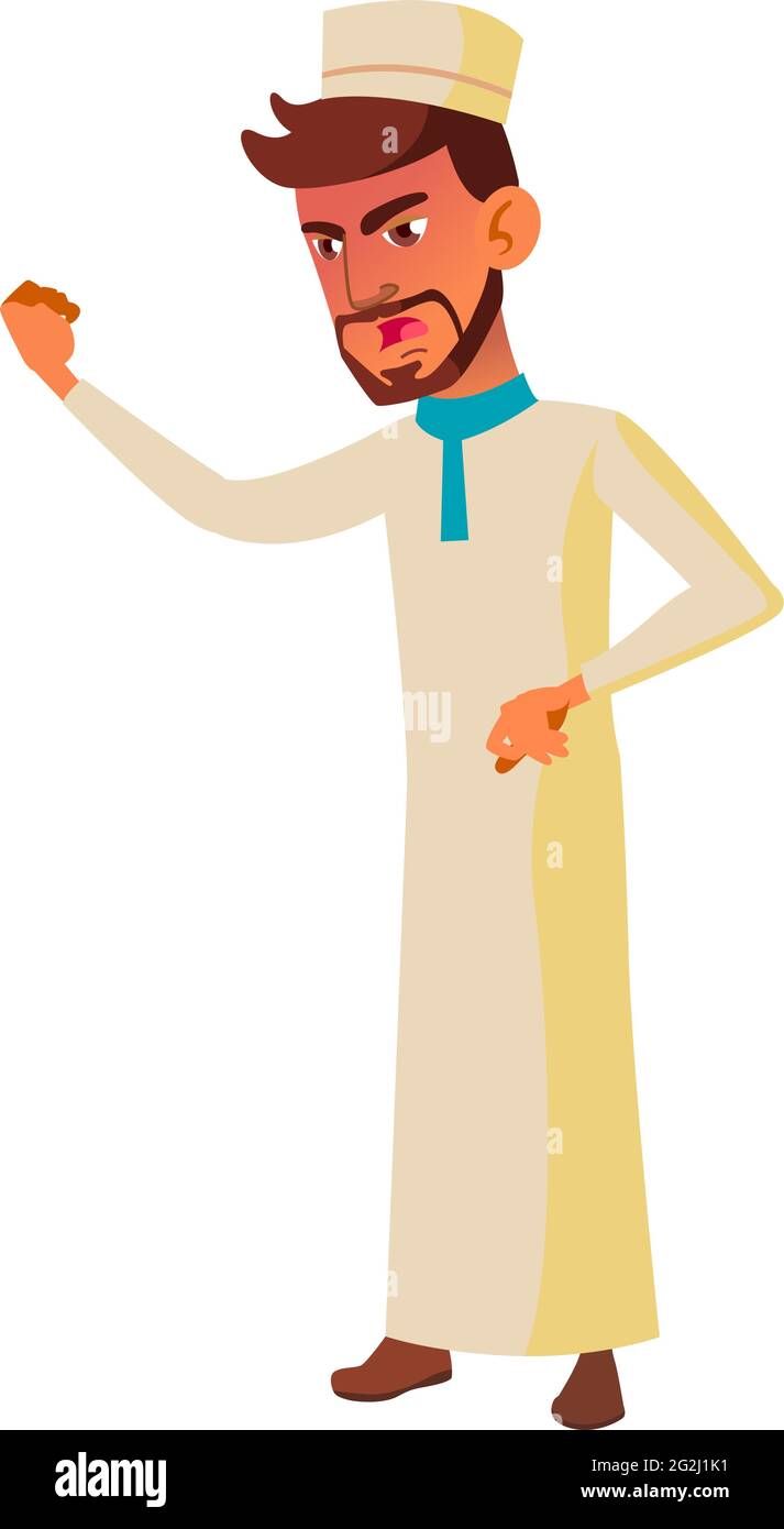 islam man with aggressive emotions screaming at wife cartoon vector ...
