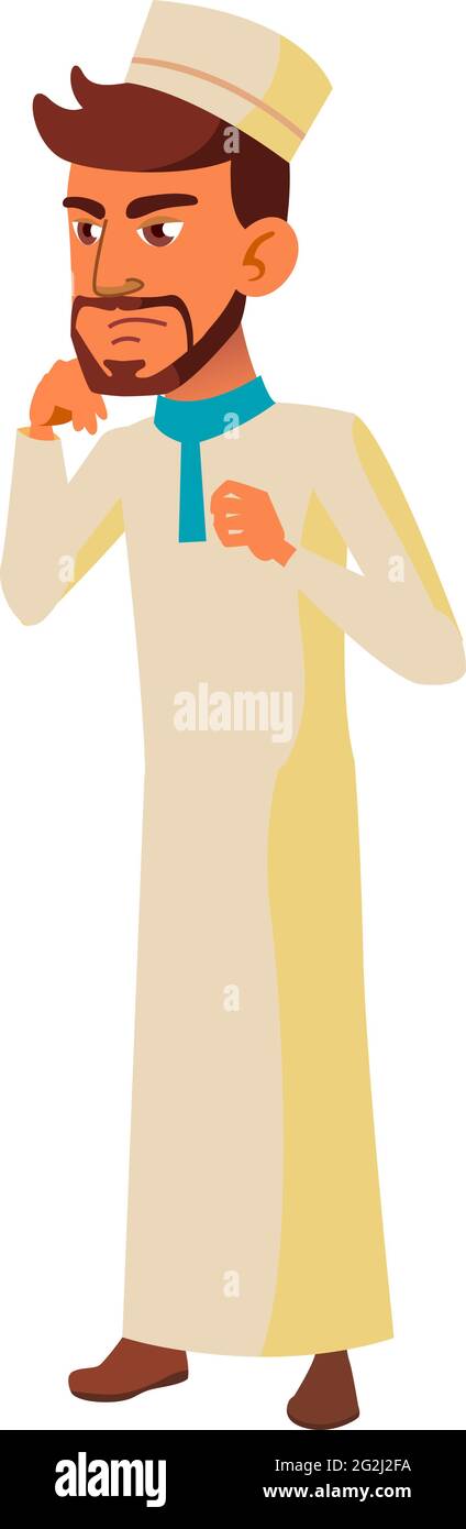 muslim man think about problem at work cartoon vector Stock Vector ...