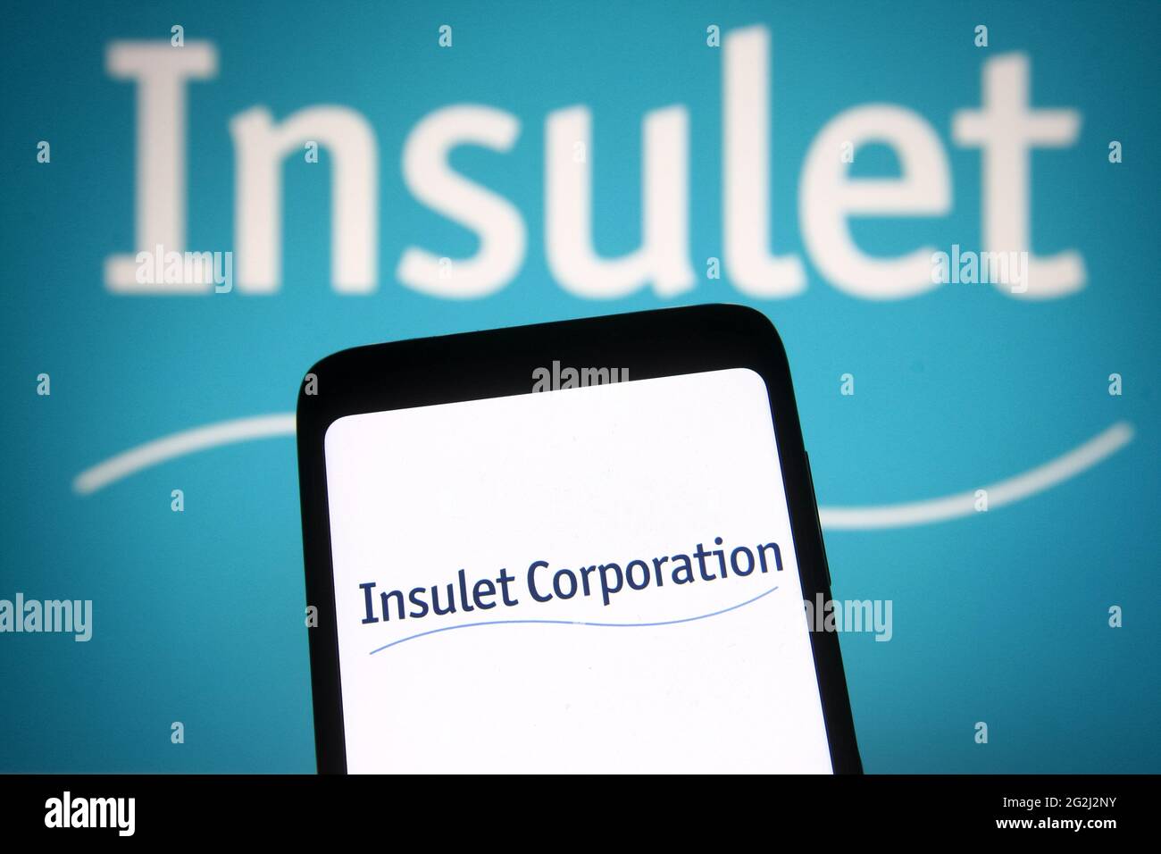 In this photo illustration an Insulet Corporation logo is seen on a ...