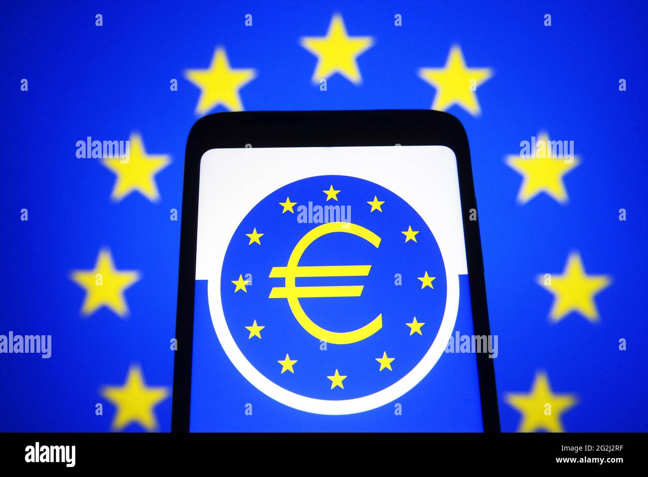 In this photo illustration an European Central Bank (ECB) logo is seen ...