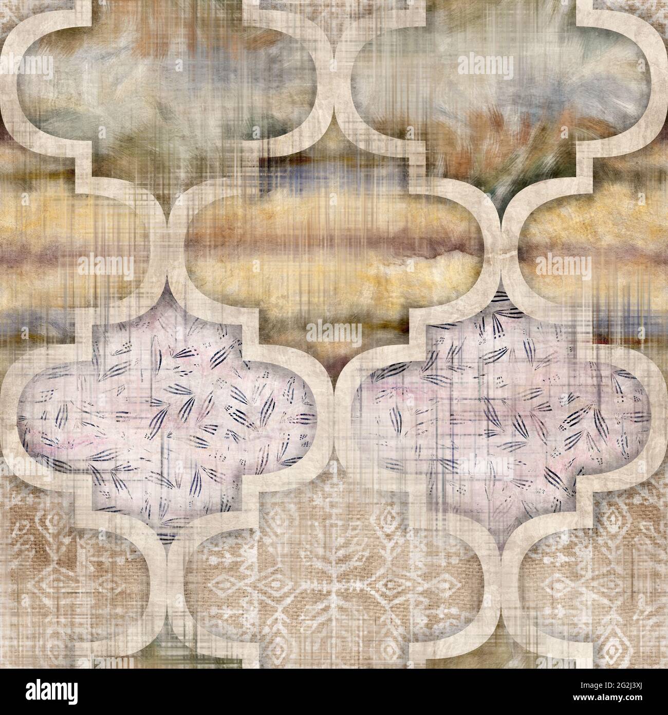 Seamless Moroccan inspired highly textured pattern for surface print ...