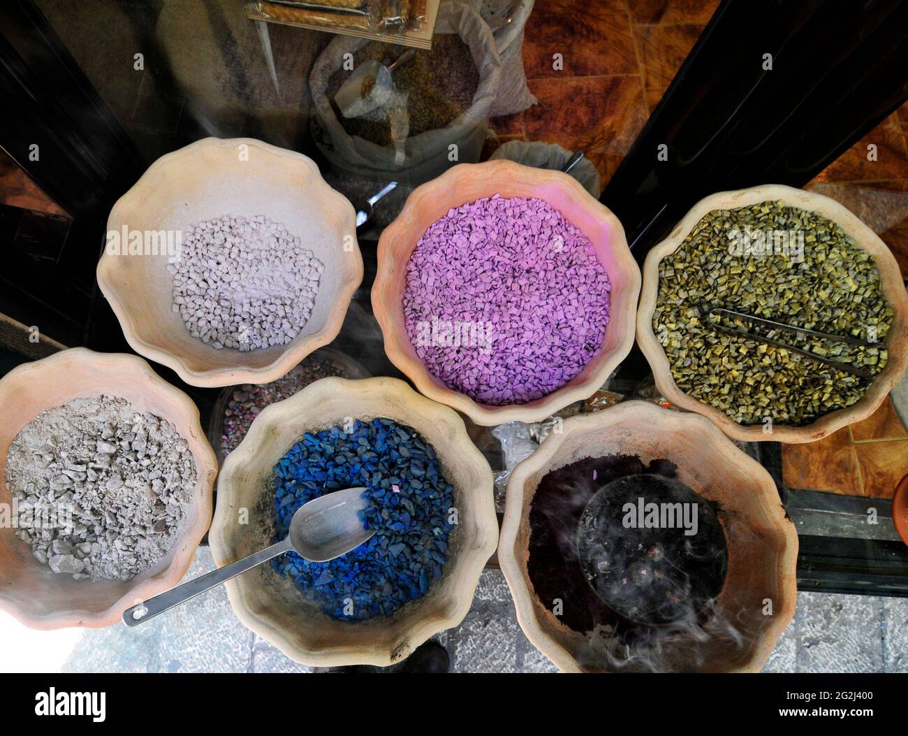 Colorful Frankincense sold in the Christian quarter of the old city of ...