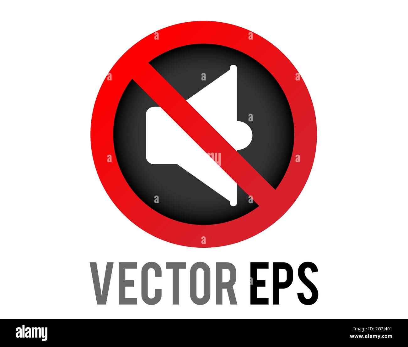 The isolated vector red circle restricted icon with muted volume ...