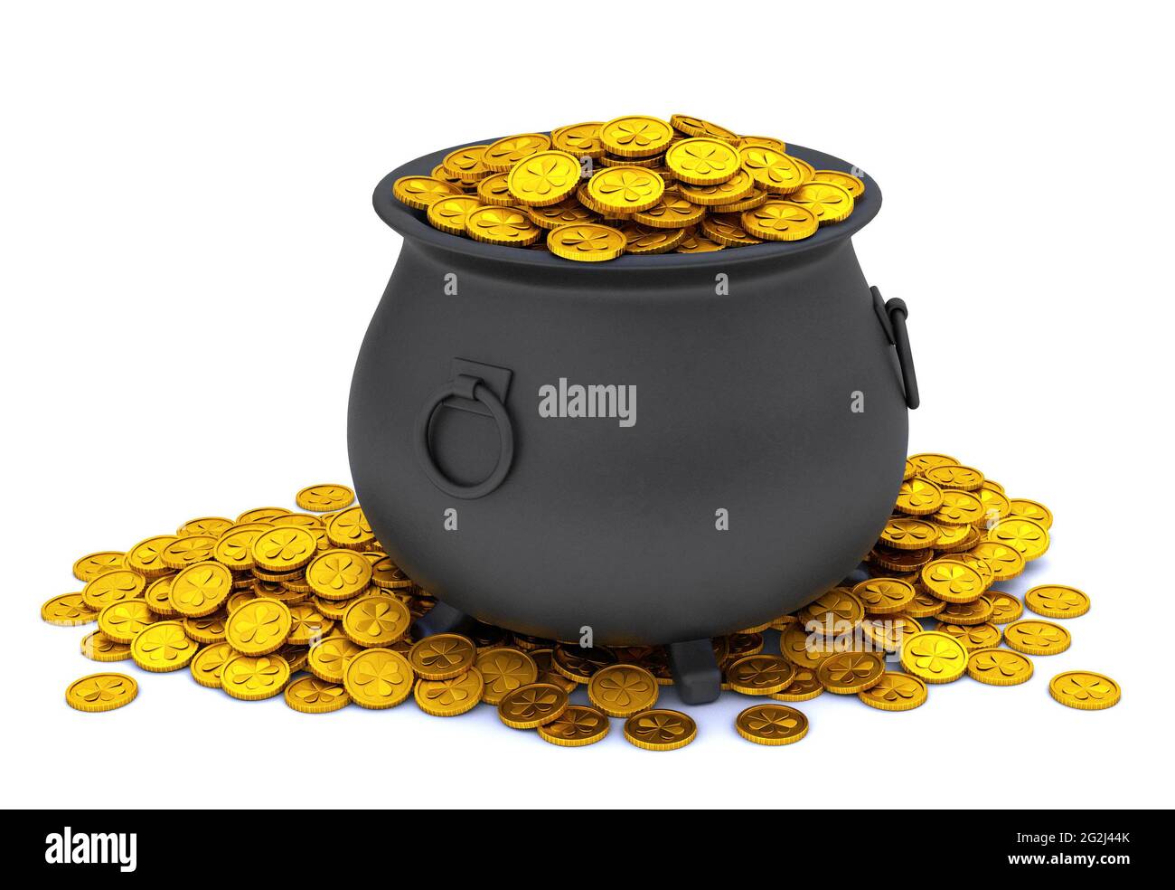 St. Patricks Day. Treasure pot full of gold coins. isolated on white ...